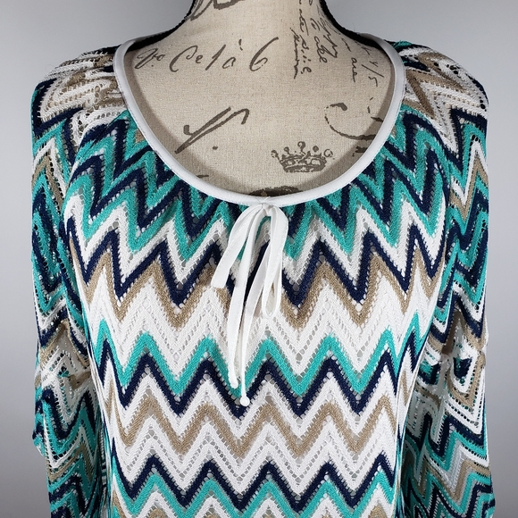 Tacera | Tops | Tacera Chevron Stripe Bell Sleeve Blouse Large | Poshmark